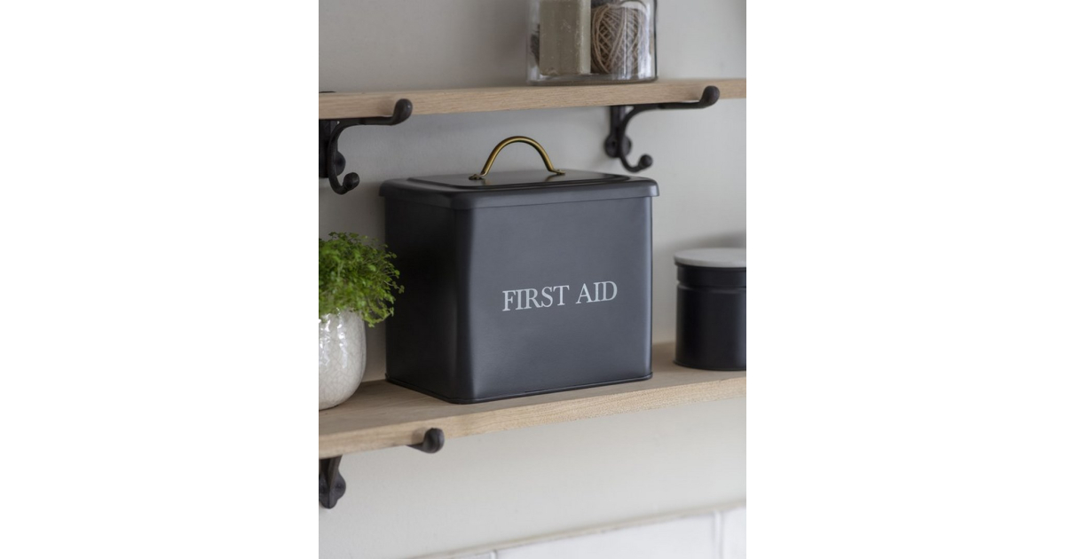 Plechový box na léky First Aid Carbon | Elarte