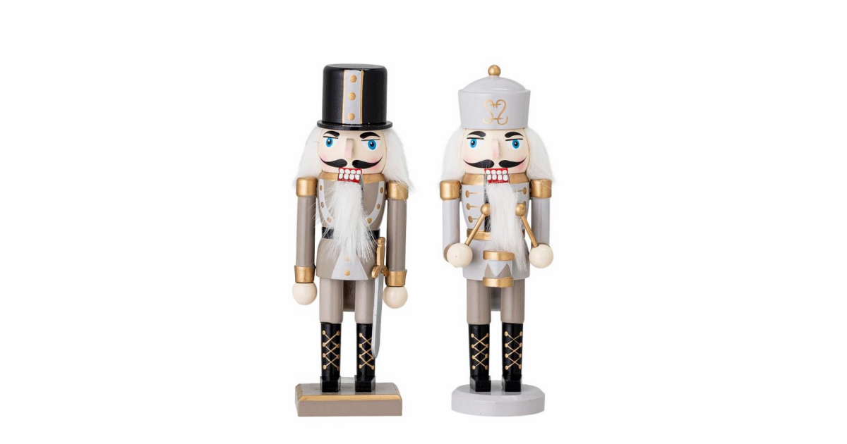 Dřevená dekorace Nutcracker Grey Gold - set 2 ks | Elarte