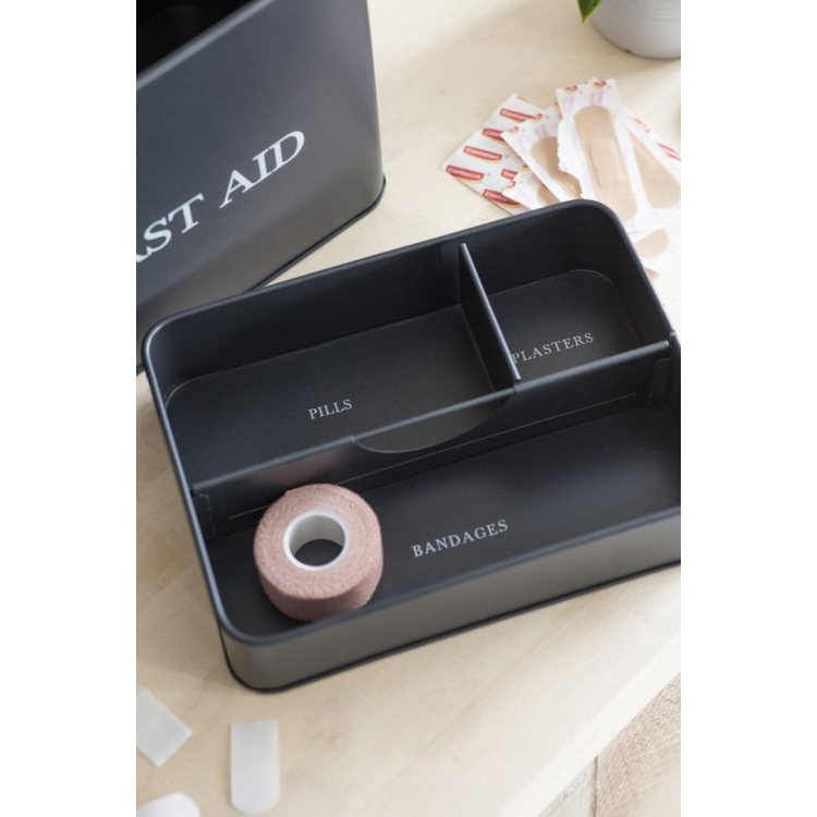 Plechový box na léky First Aid Carbon | Elarte
